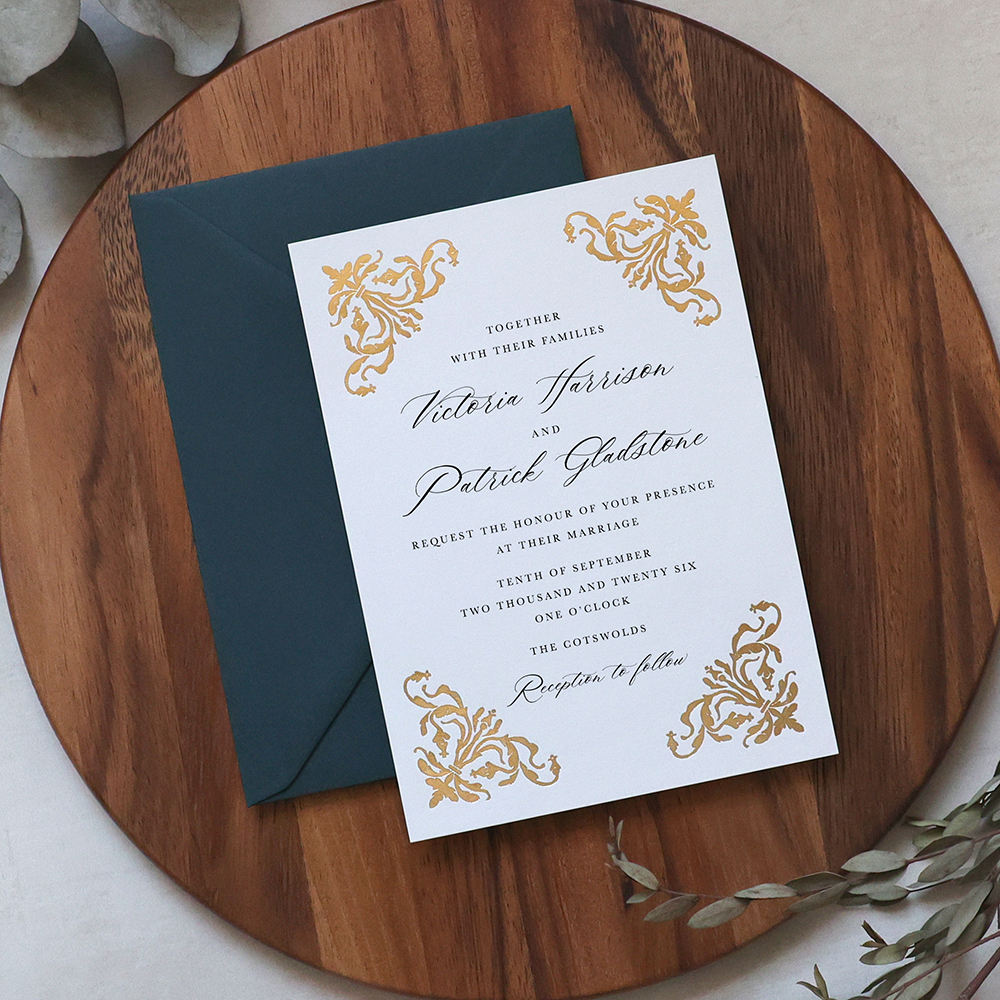 'Edwardian Flourish' Foil Pressed Invite